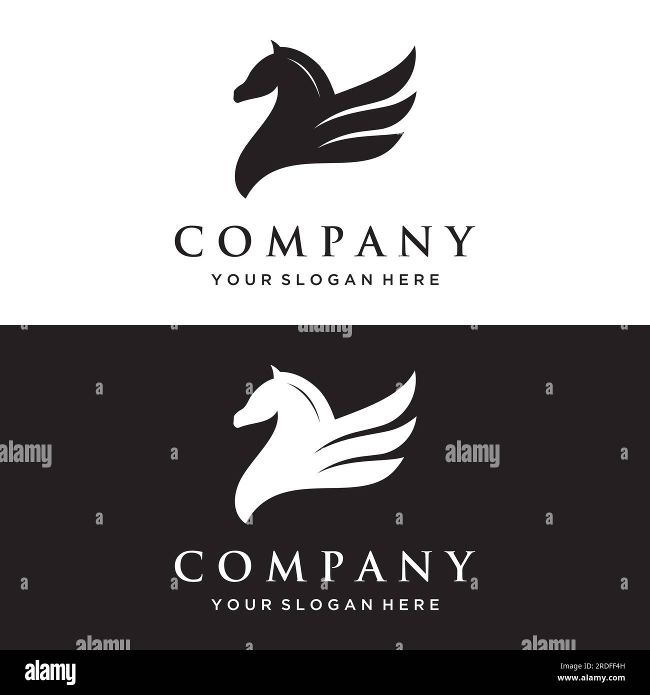 Logo design of a simple Pegasus or winged horse with a creative idea ...