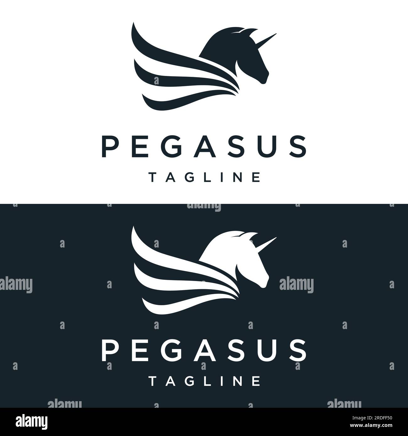 Logo design of a simple Pegasus or winged horse with a creative idea ...