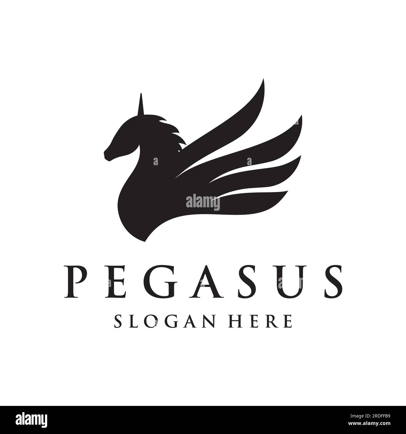 Logo design of a simple Pegasus or winged horse with a creative idea ...