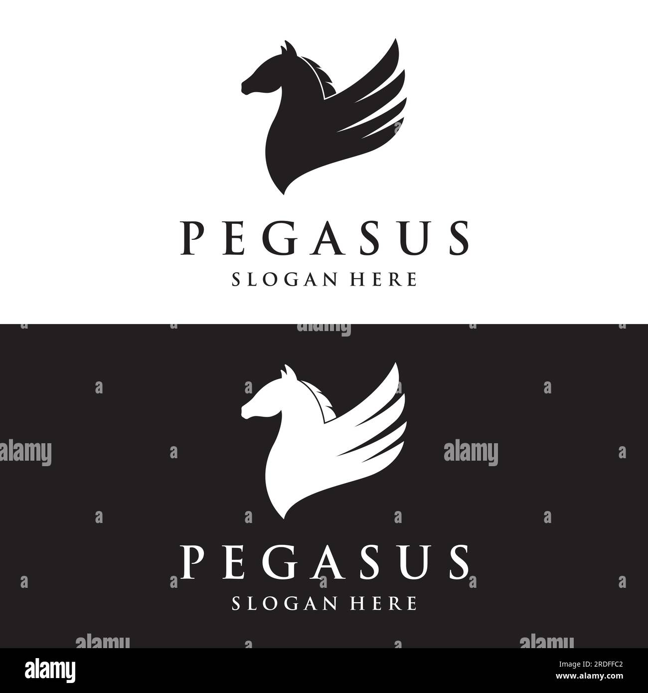 Logo design of a simple Pegasus or winged horse with a creative idea ...