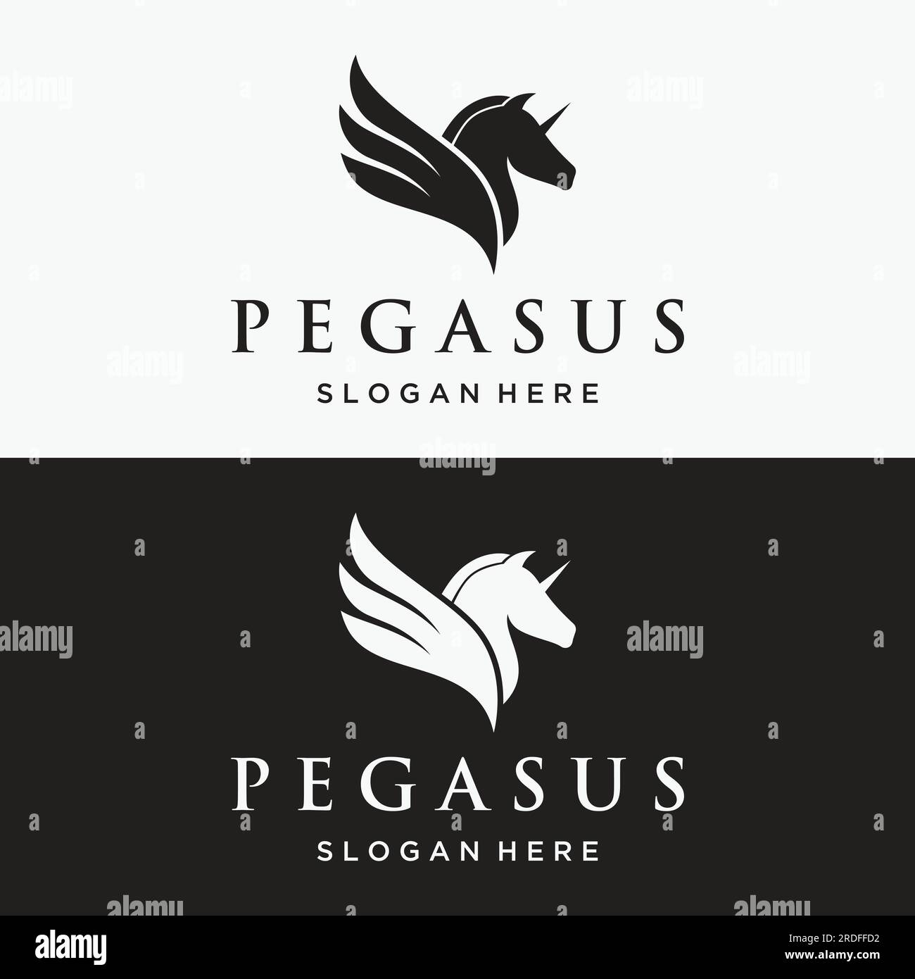 Logo design of a simple Pegasus or winged horse with a creative idea ...