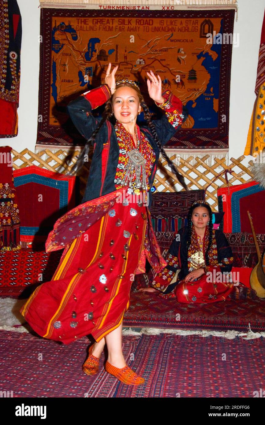 Folklore dancer, girl dancing, Ashgabat, Turkmenistan, Asgabat, folk ...