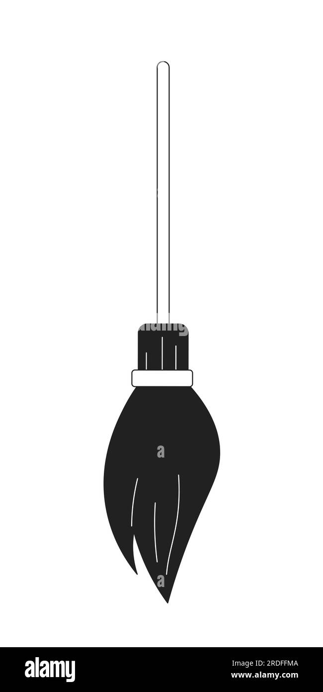 WItch flying broomstick monochrome flat vector object Stock Vector ...