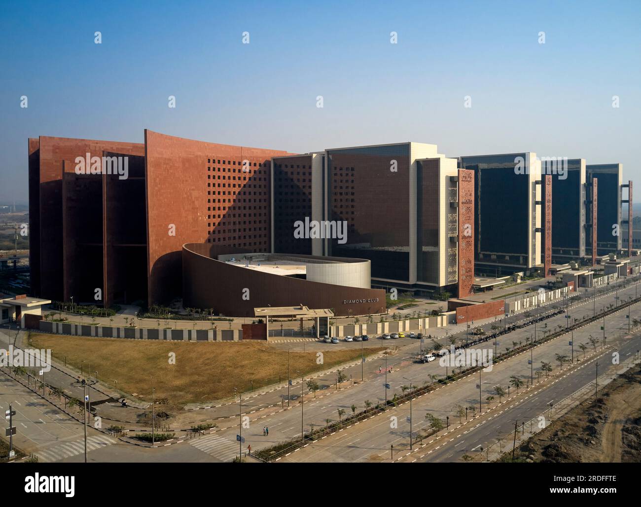 Aerial view with street. Surat Diamond Bourse, Surat, India. Architect ...