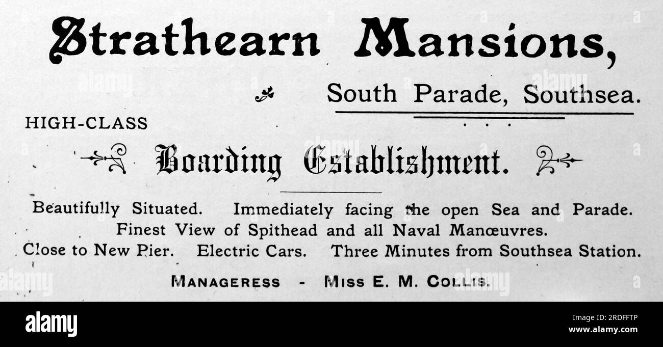 Advertisement for Strathearn Mansions of South Parade, Southsea - “high ...