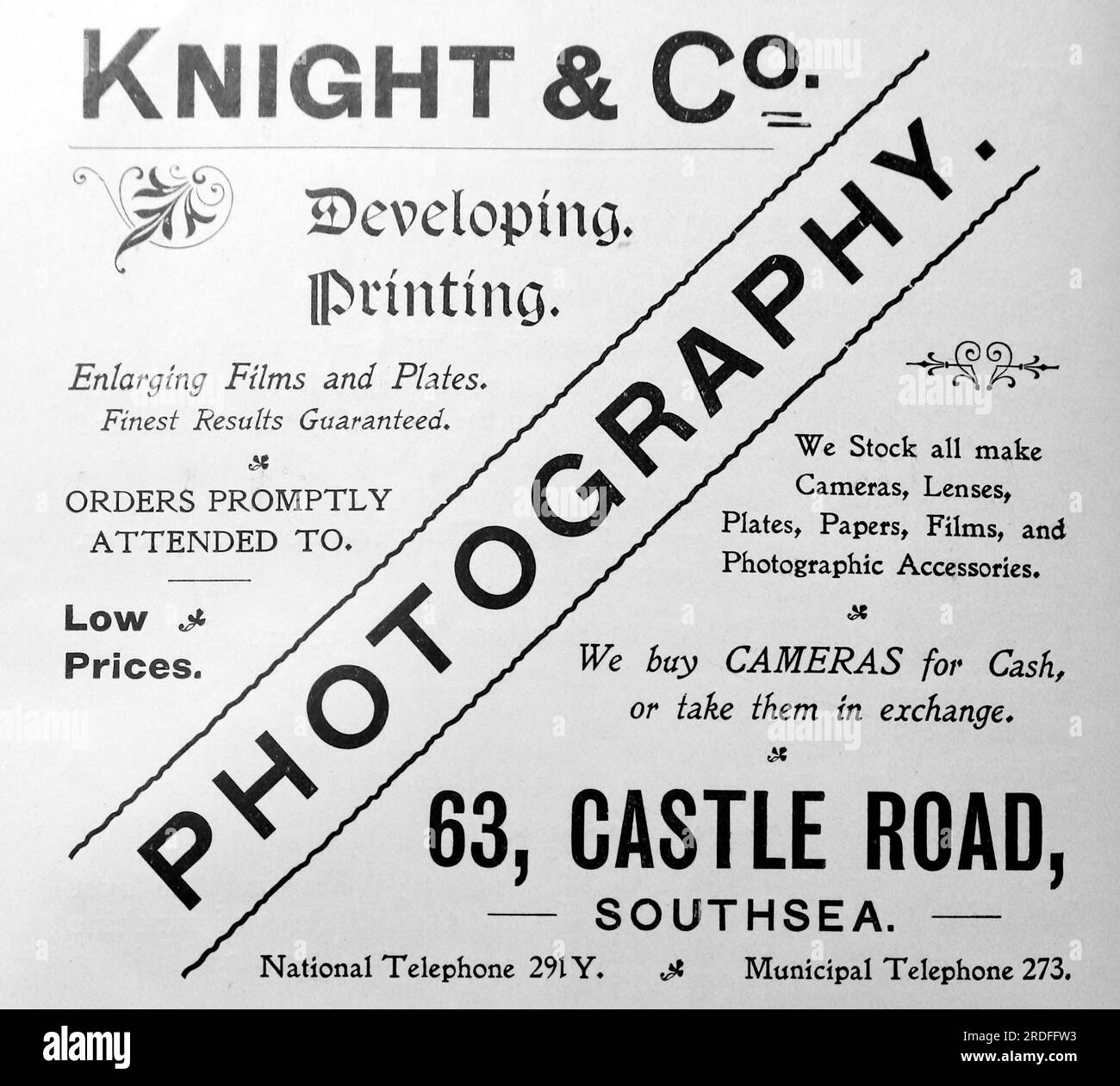 Advertisement for Knight and Co, photographer of 63 Castle Road ...