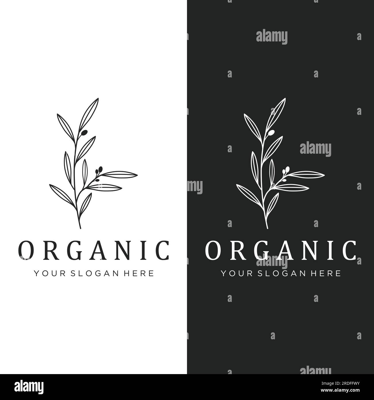Hand drawn beautiful organic floral leaf and flower floral logo for ...