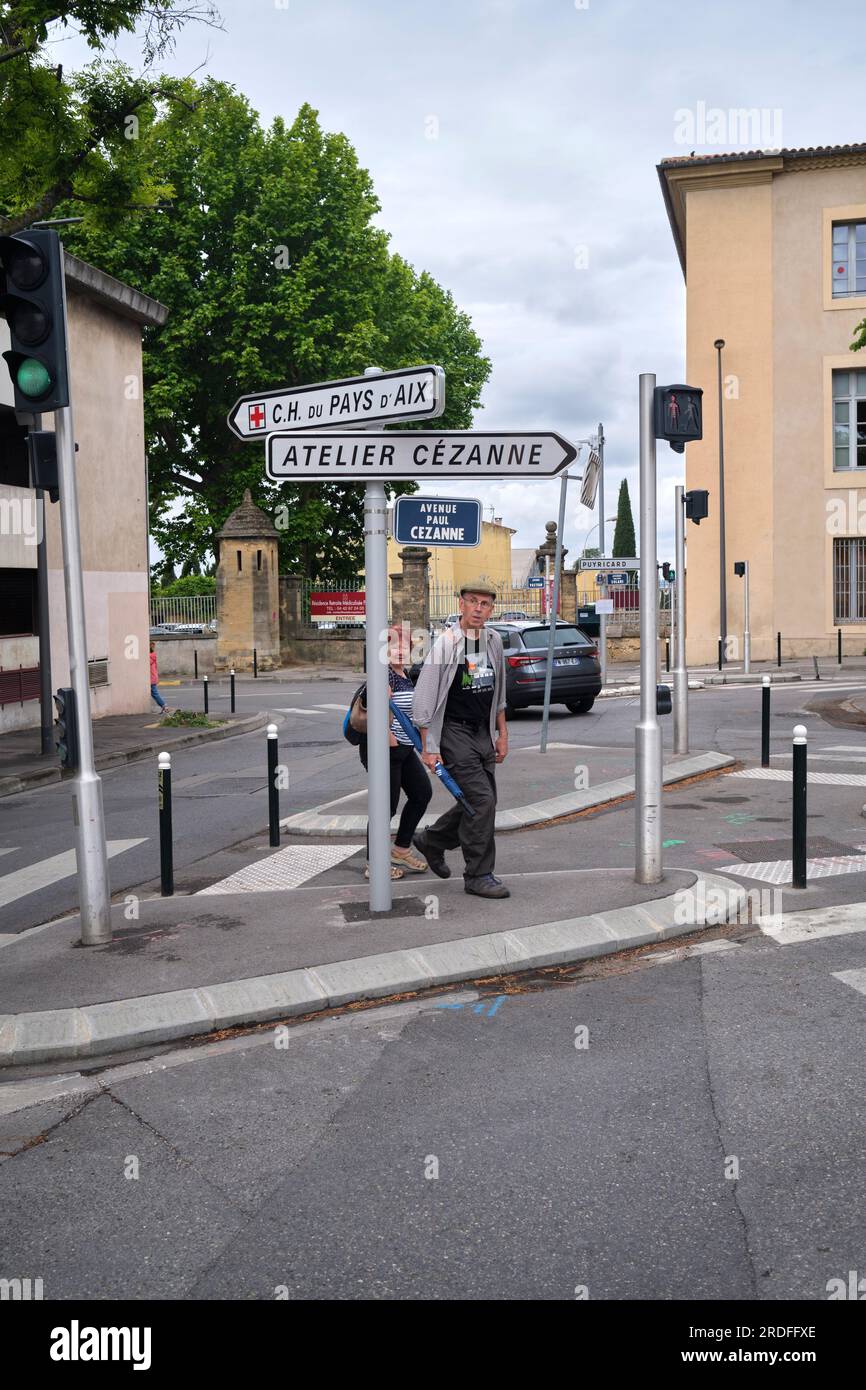 Direction sign to Atelier Cezanne Aix en Provence France Stock Photo ...