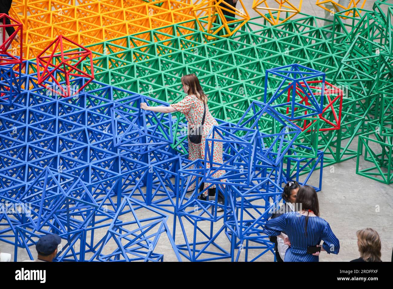 London UK. 21 July 2023 Zero to Infinity, large interactive sculpture ...