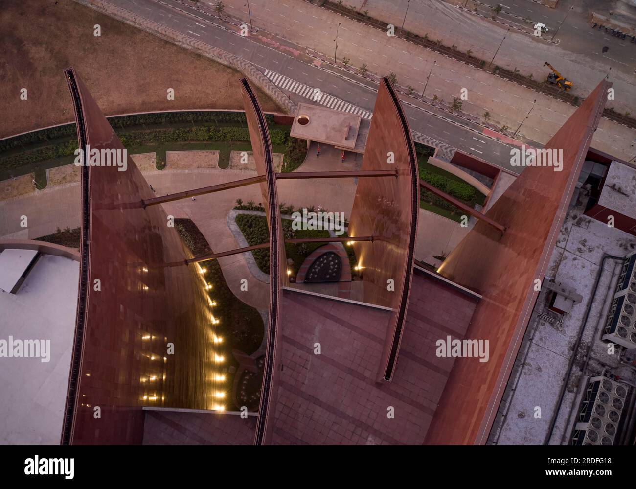 Aerial view, perspective of complex at dusk. Surat Diamond Bourse ...
