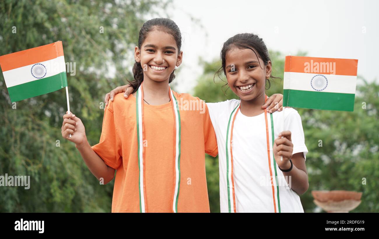 Indian child celebrating Independence or Republic day of India Stock ...