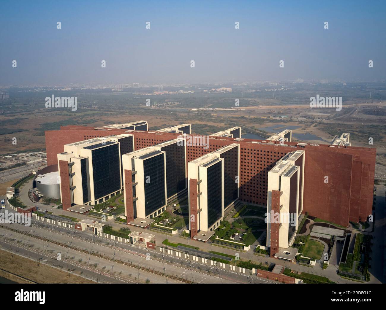 Aerial view, perspective of complex in context. Surat Diamond Bourse ...