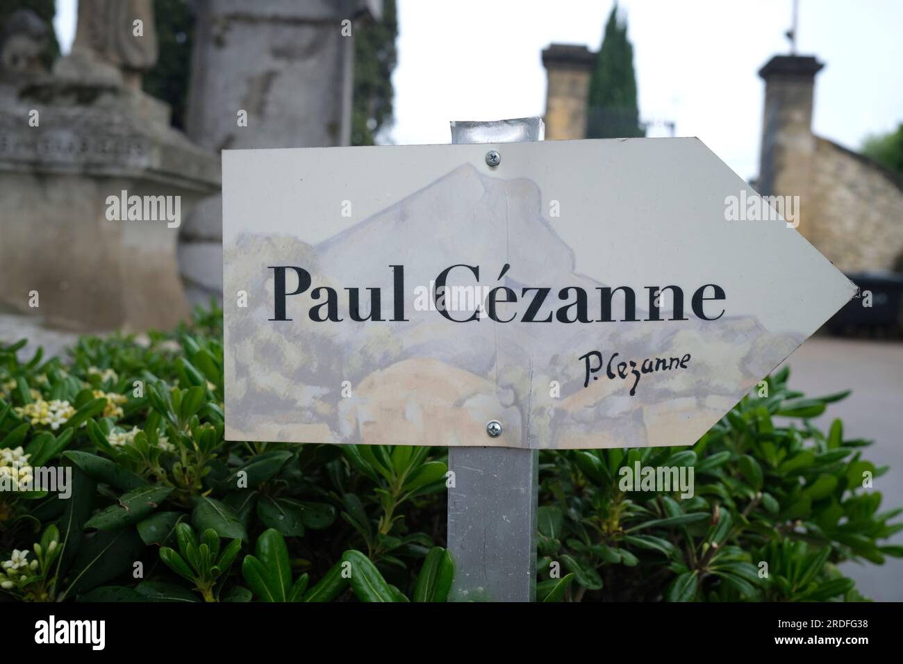 Direction sign to Paul Cezannes Grave in Saint Pierre Cemetery Aix en ...