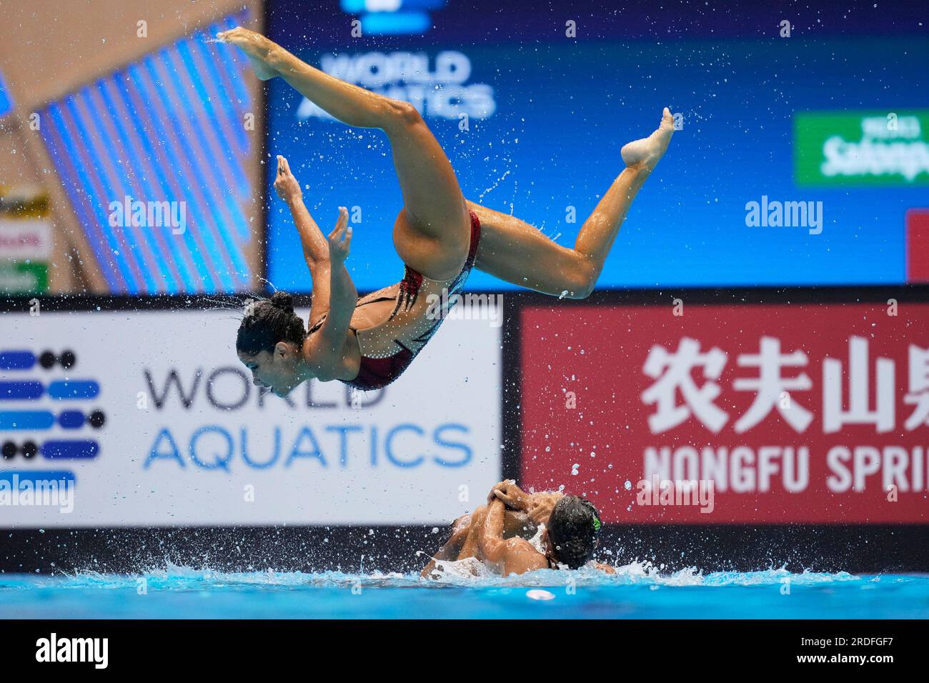 Egypt team competes in the team free final of the artistic swimming at ...