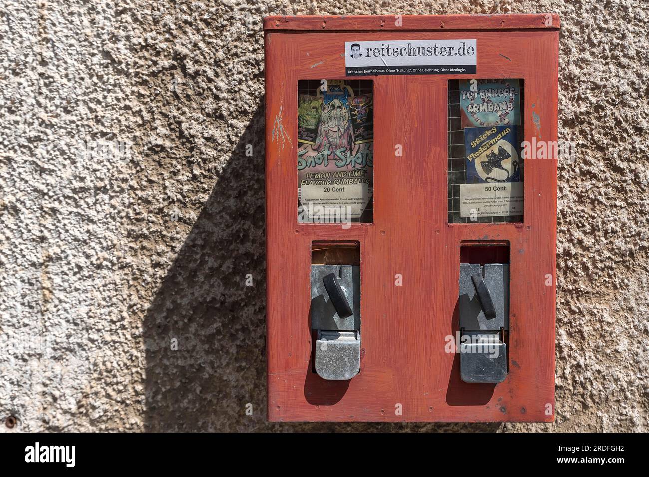 Old chewing gum machine from the 1950s on a house wall, Bavaria ...
