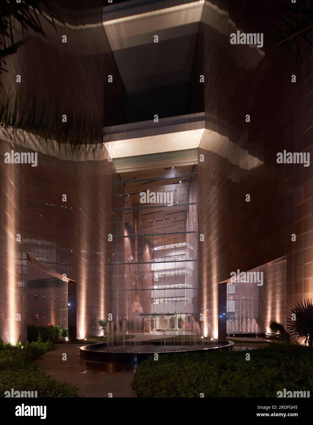 Entrance view at dusk. Surat Diamond Bourse, Surat, India. Architect ...