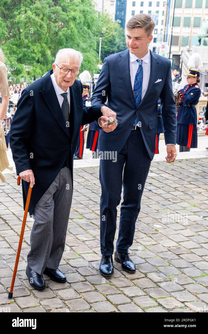 Brussels, Belgium. 21st July, 2023. Prince Gabriel and King Albert II ...