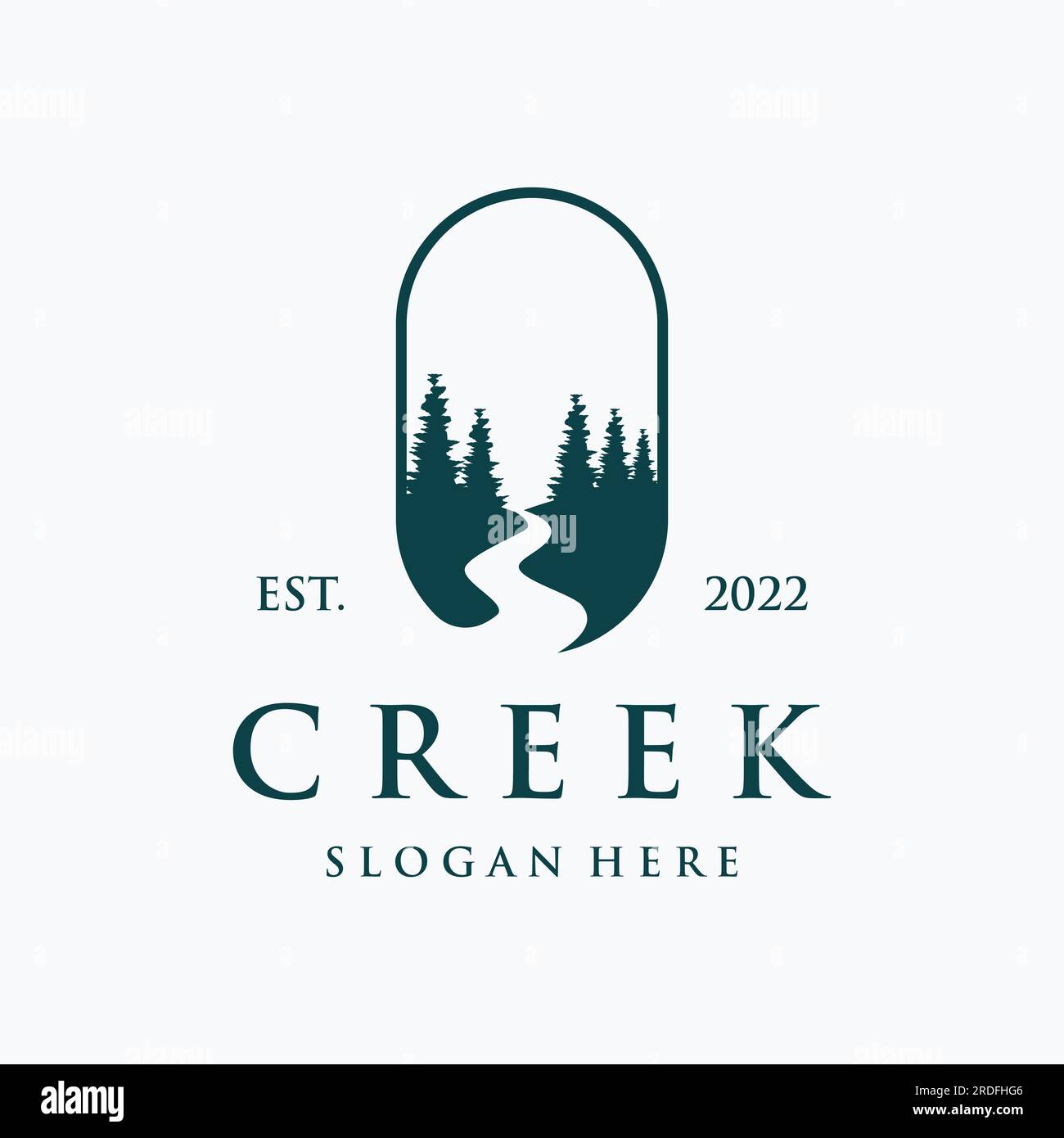 Logos of rivers, creeks, riverbanks and streams. River logo with ...