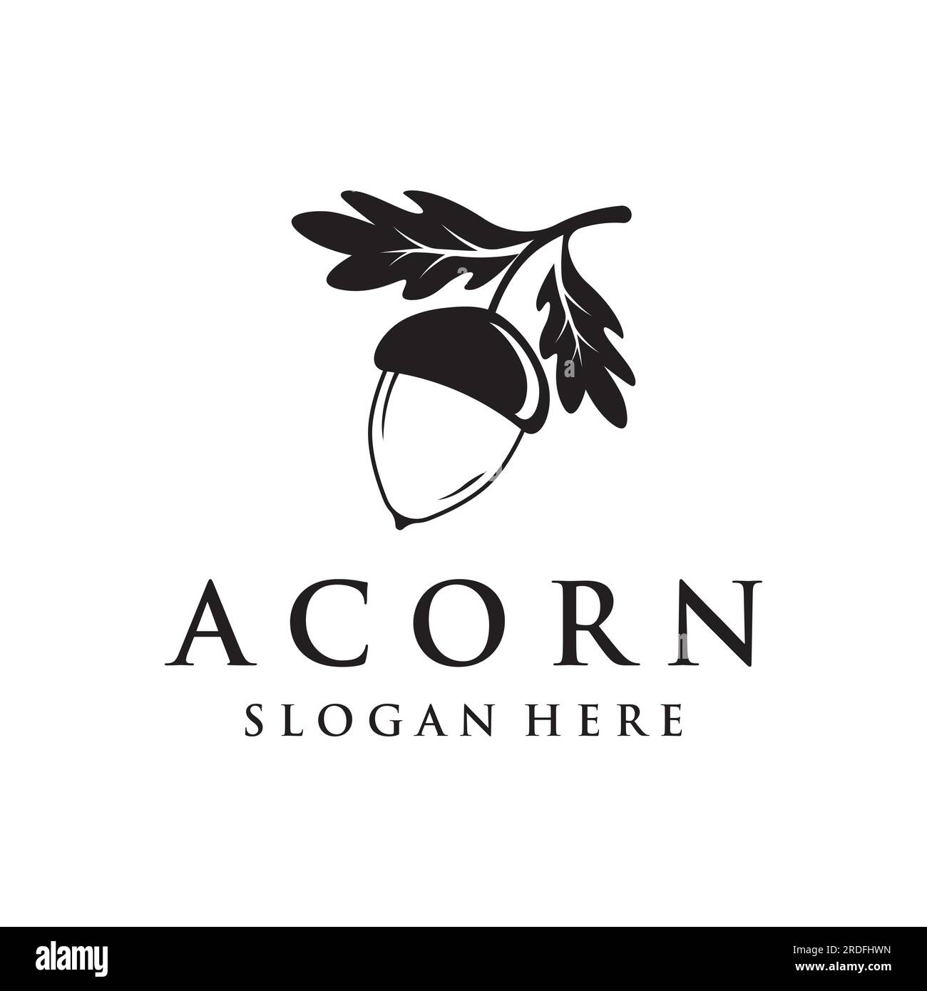 Acorn logo design with leaves with vector illustration editing Stock ...