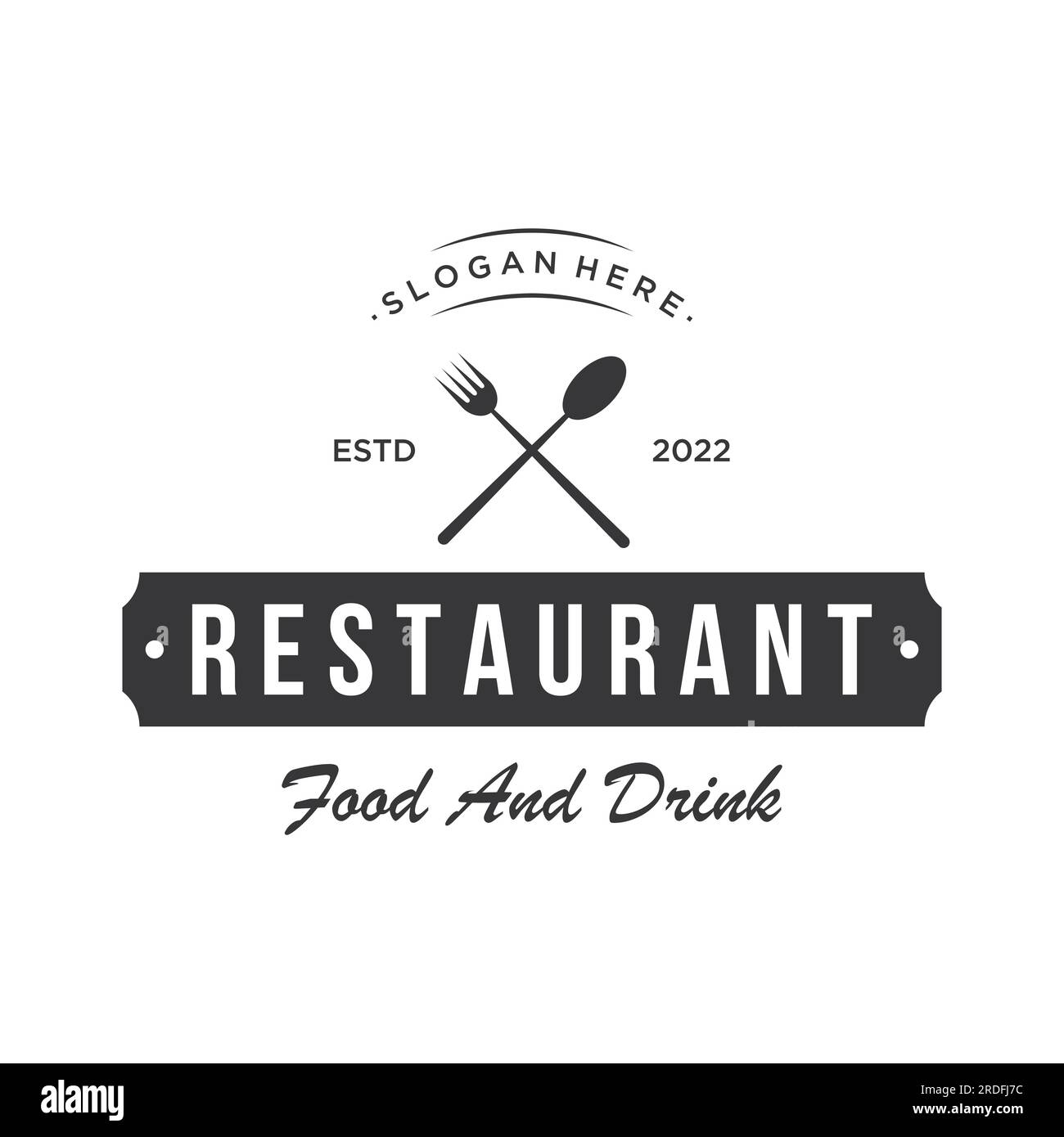 Retro restaurant emblem.Cutlery logo design and hand drawn vintage ...