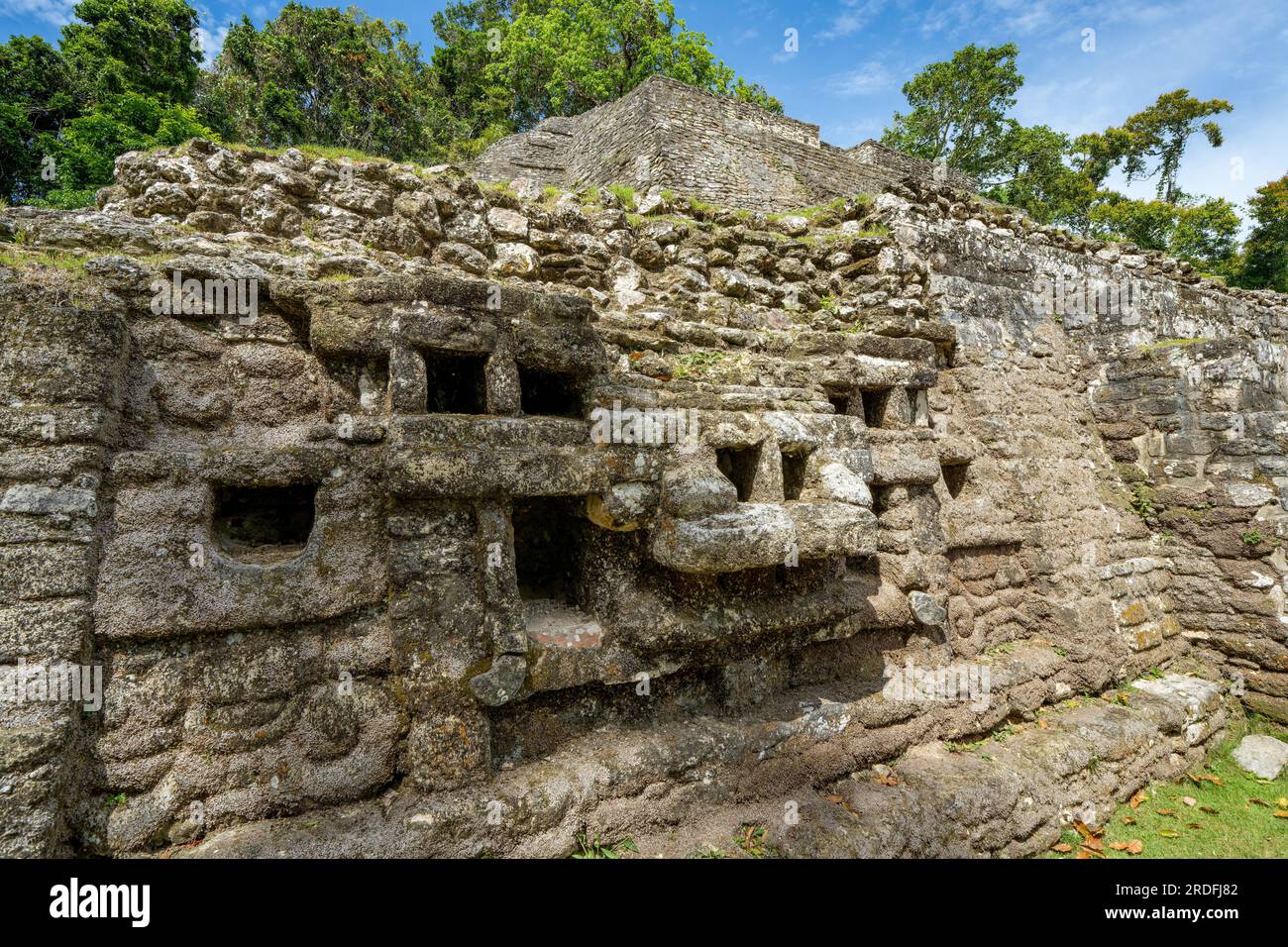 Sculpture on the Jaguar Temple or Structure N10-9 in the ruins of a ...