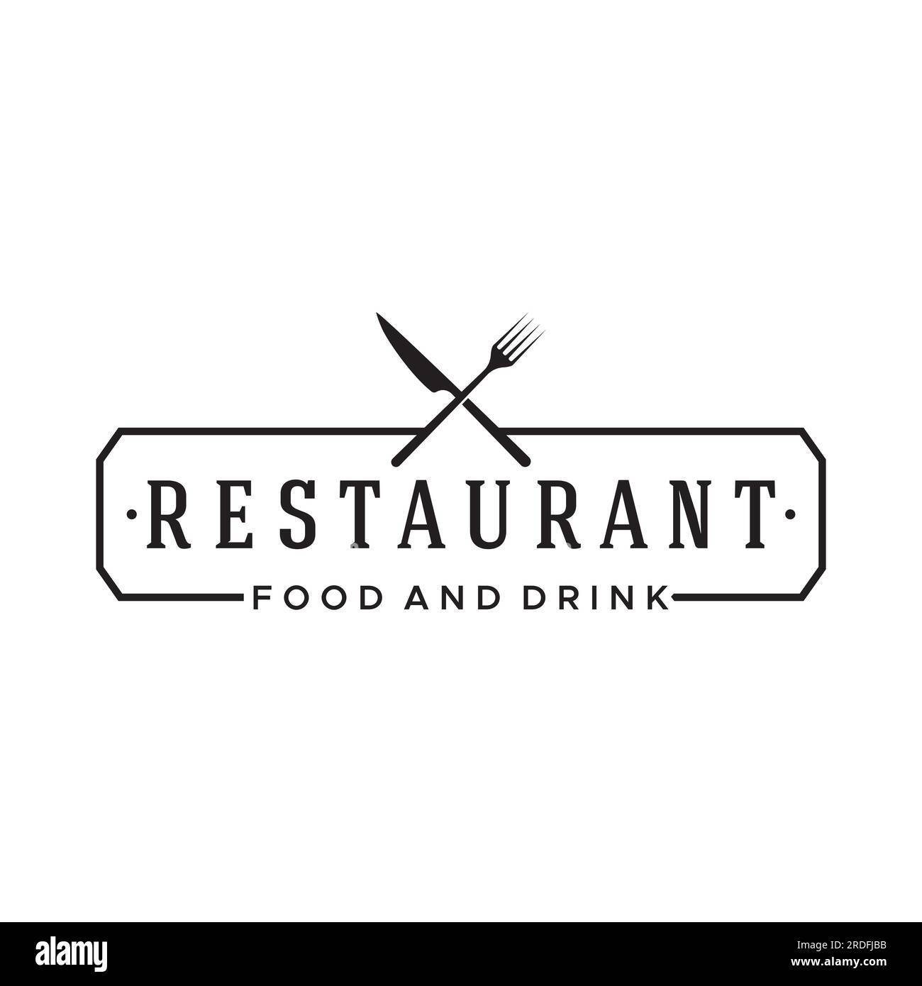 Retro restaurant emblem.Cutlery logo design and hand drawn vintage ...