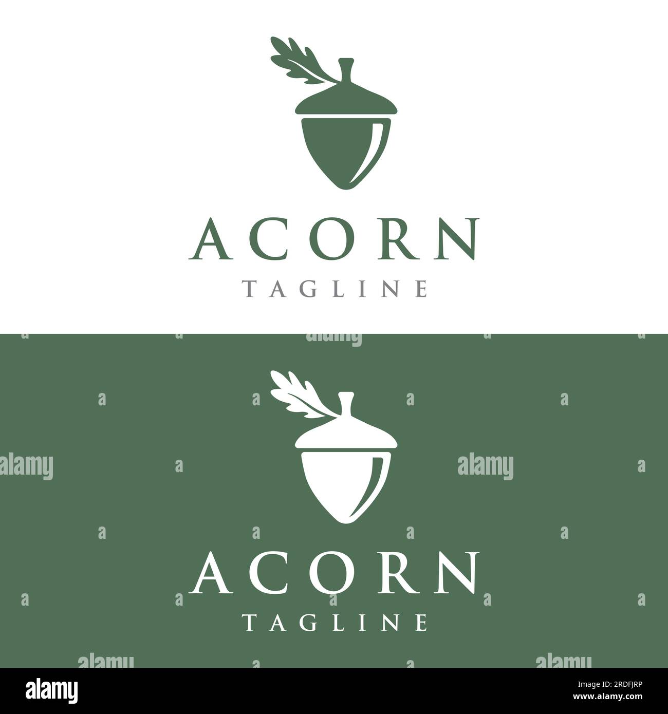 Acorn logo design with leaves with vector illustration editing Stock ...