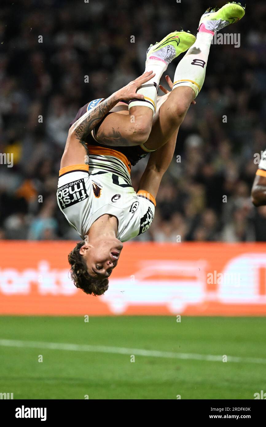 Sunshine Coast, Australia. 21st July, 2023. Reece Walsh of the Broncos ...