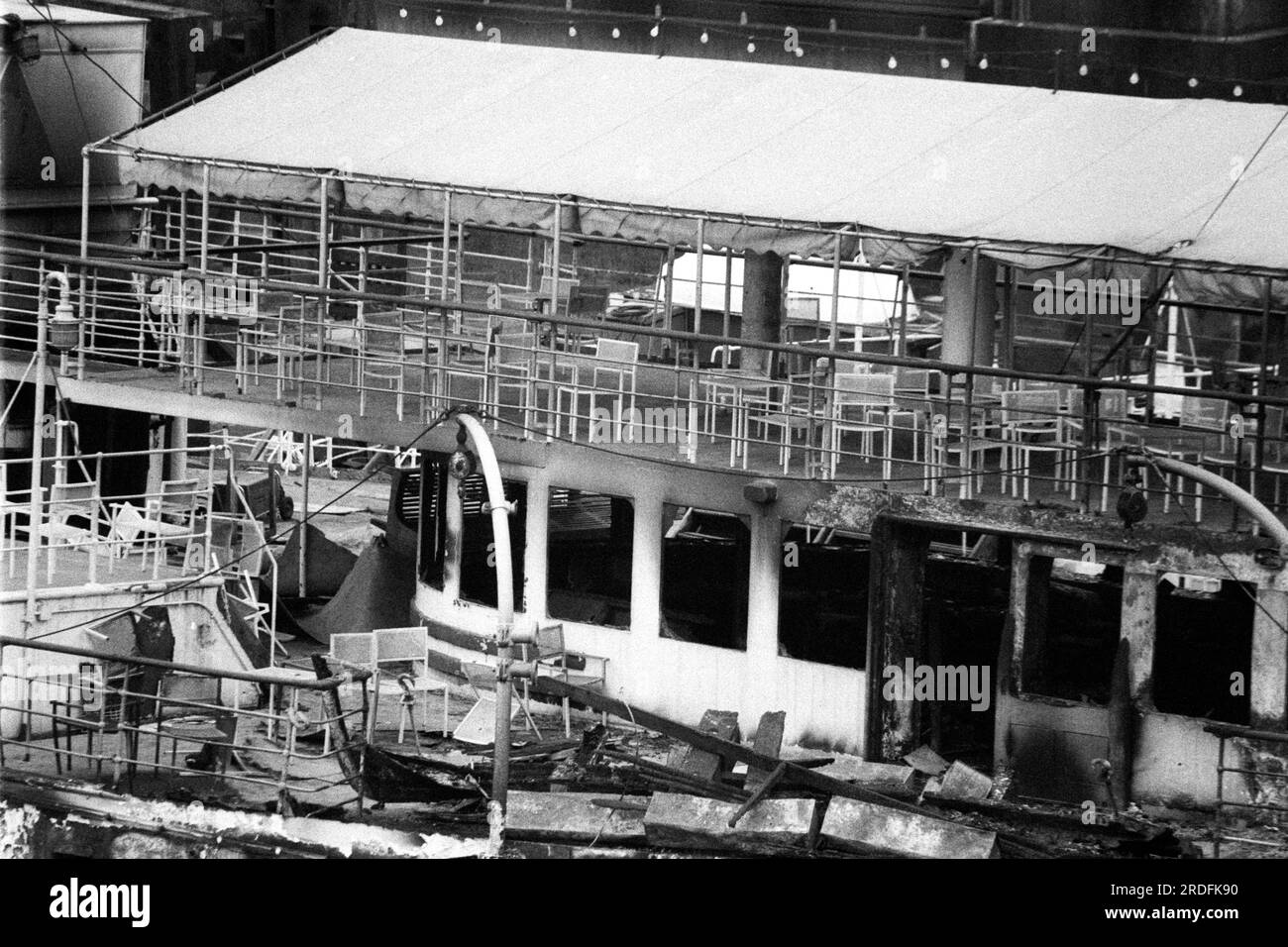 80-1820 Fire damaged promenade deck on the burned out hulk of the Old ...
