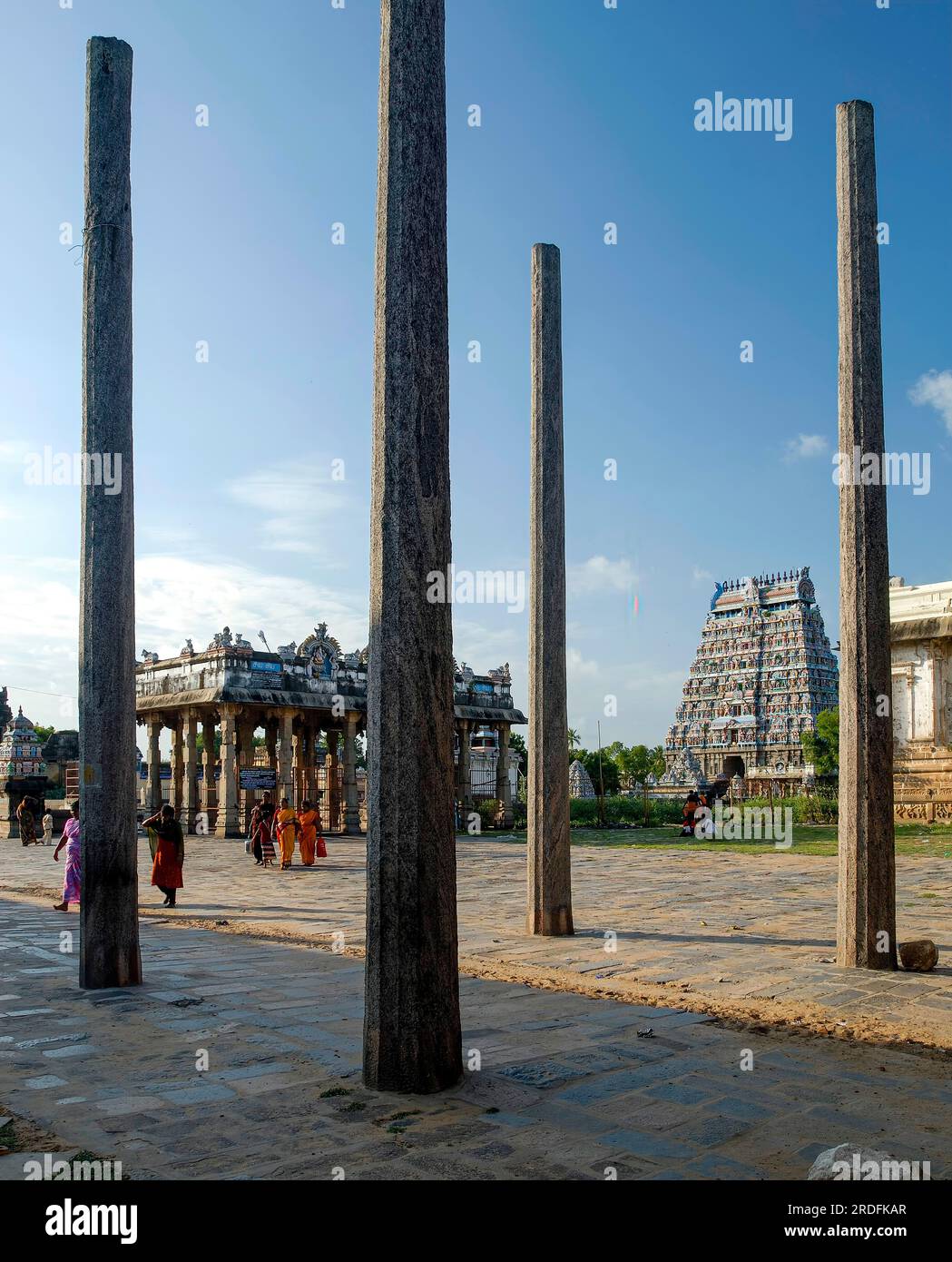 Colonnades in the third prakara with the north gopuram tower in Thillai ...