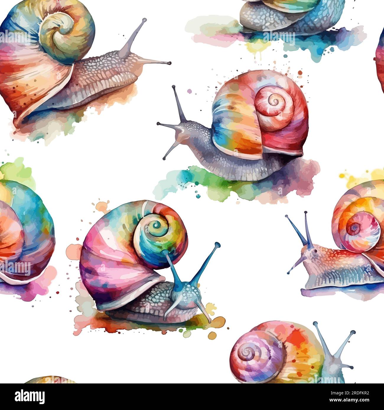 Cute seamless pattern with rainbow snails, Seamless pattern snails colored. Vector illustration ...