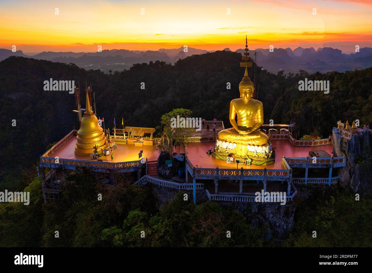 Aerial view of the Tiger cave temple at dusk in Krabi, Thailand Stock ...
