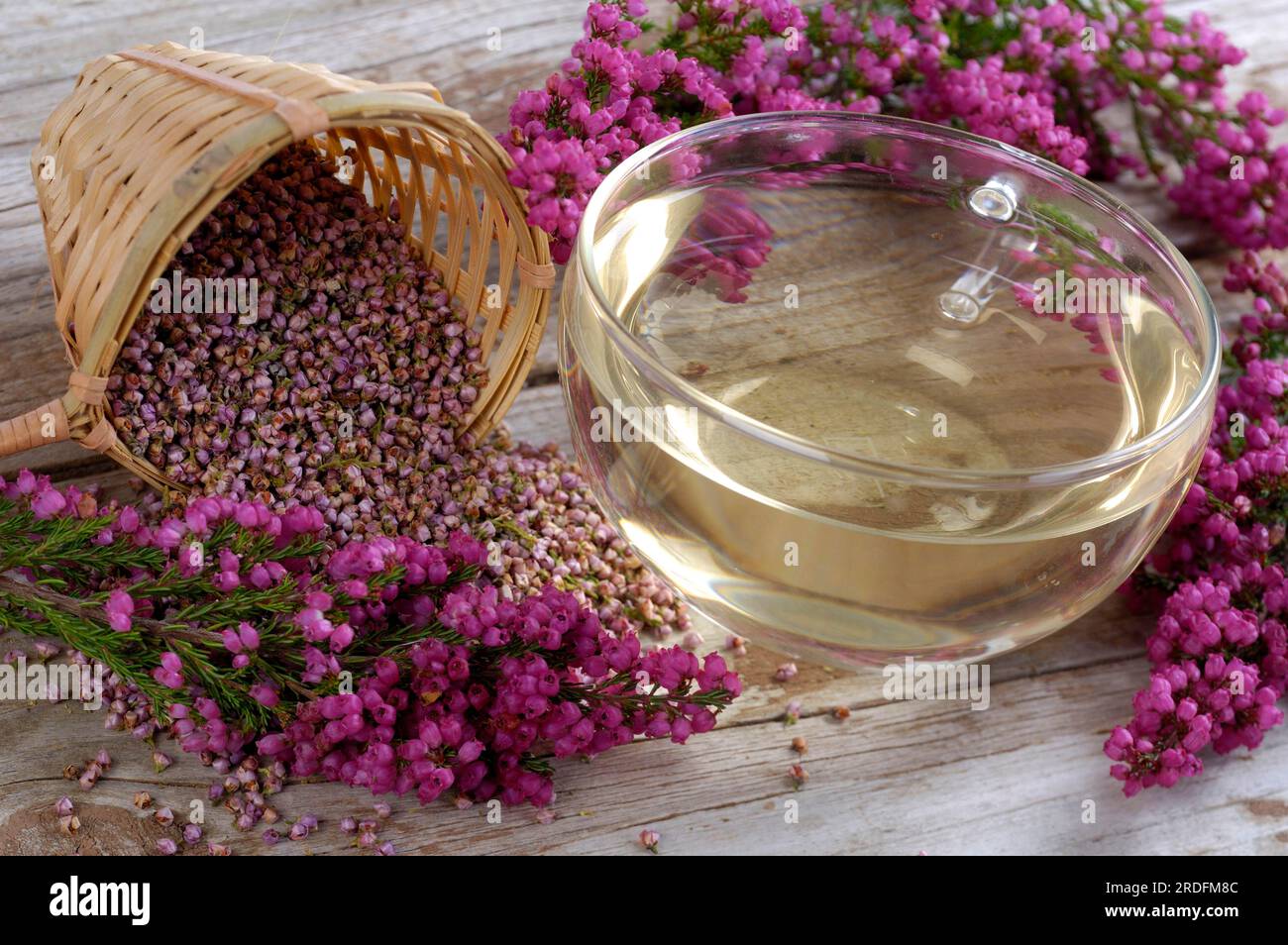 Cup of heather tea, dried flowers (Erica Stock Photo - Alamy