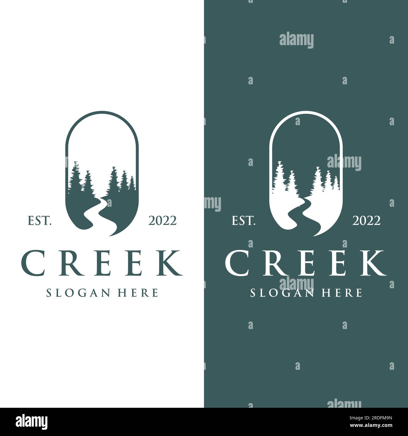 Logos of rivers, creeks, riverbanks and streams. River logo with ...