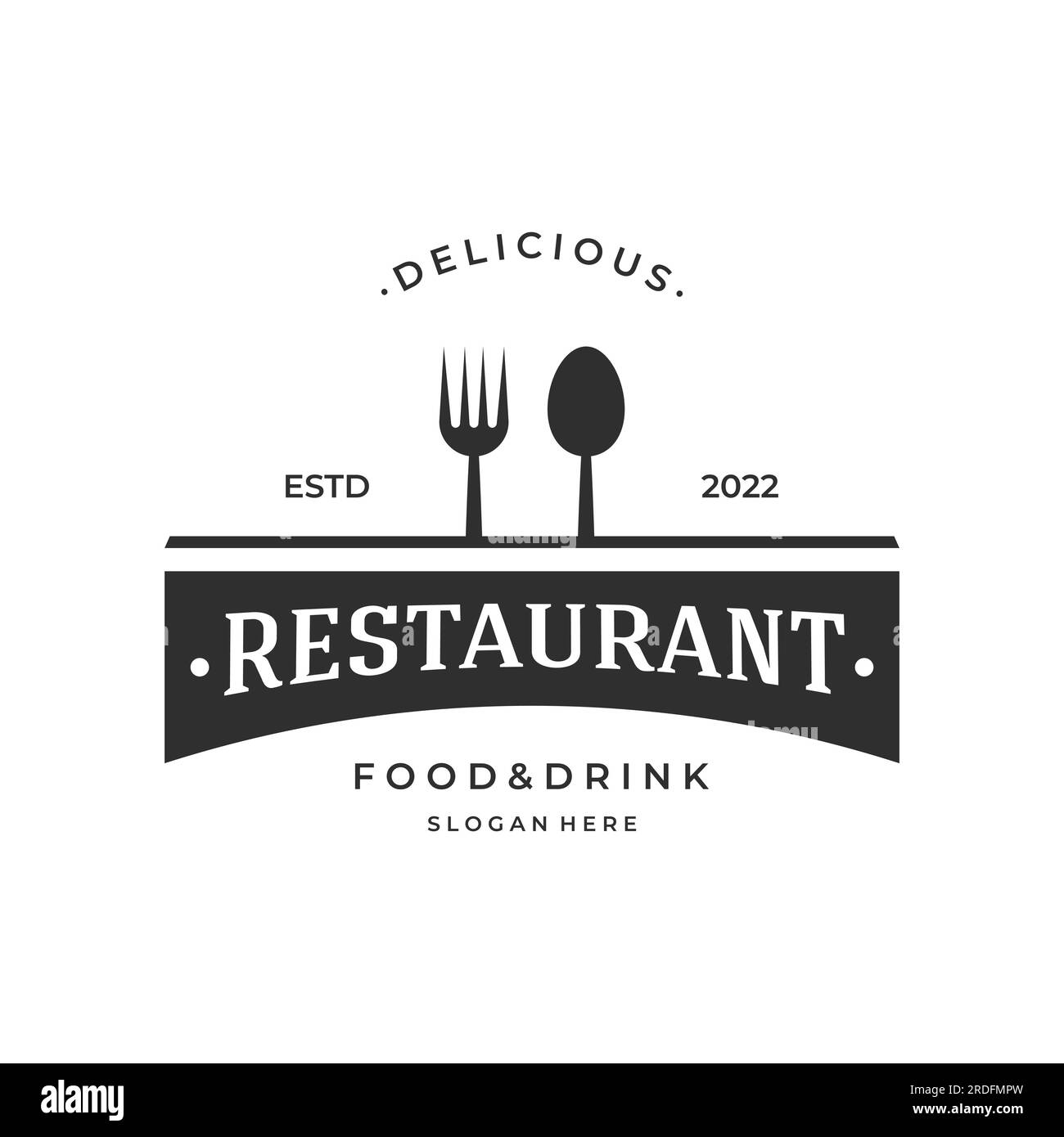 Retro restaurant emblem.Cutlery logo design and hand drawn vintage ...