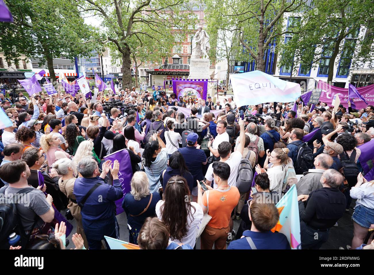 The crowd during a protest by members of the British actors union ...