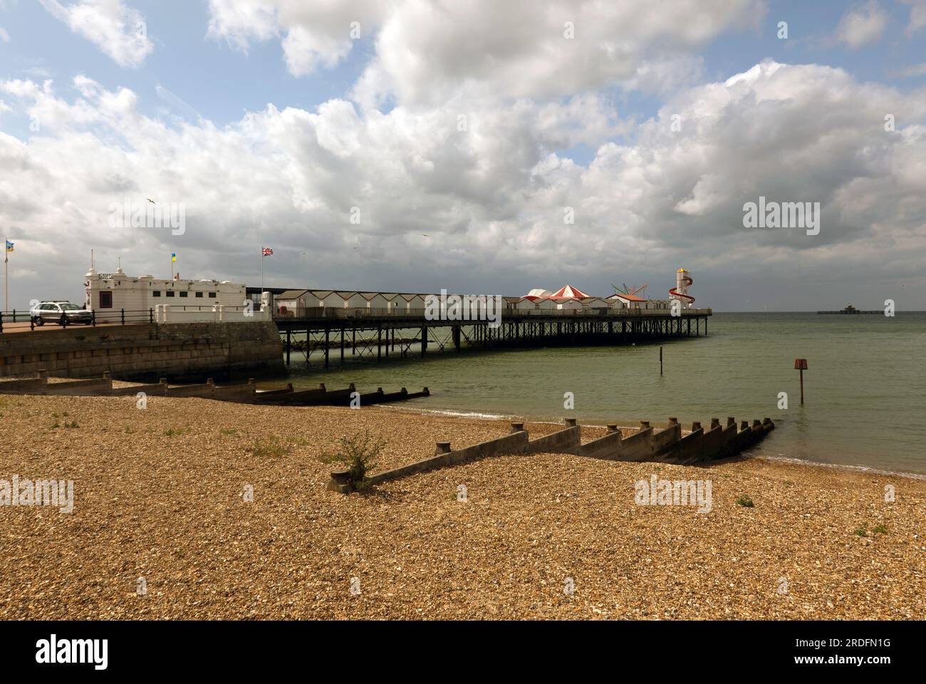 View of Herne Bay Pier, from the Beach, Herne Bay, Thanet, Kent Stock ...