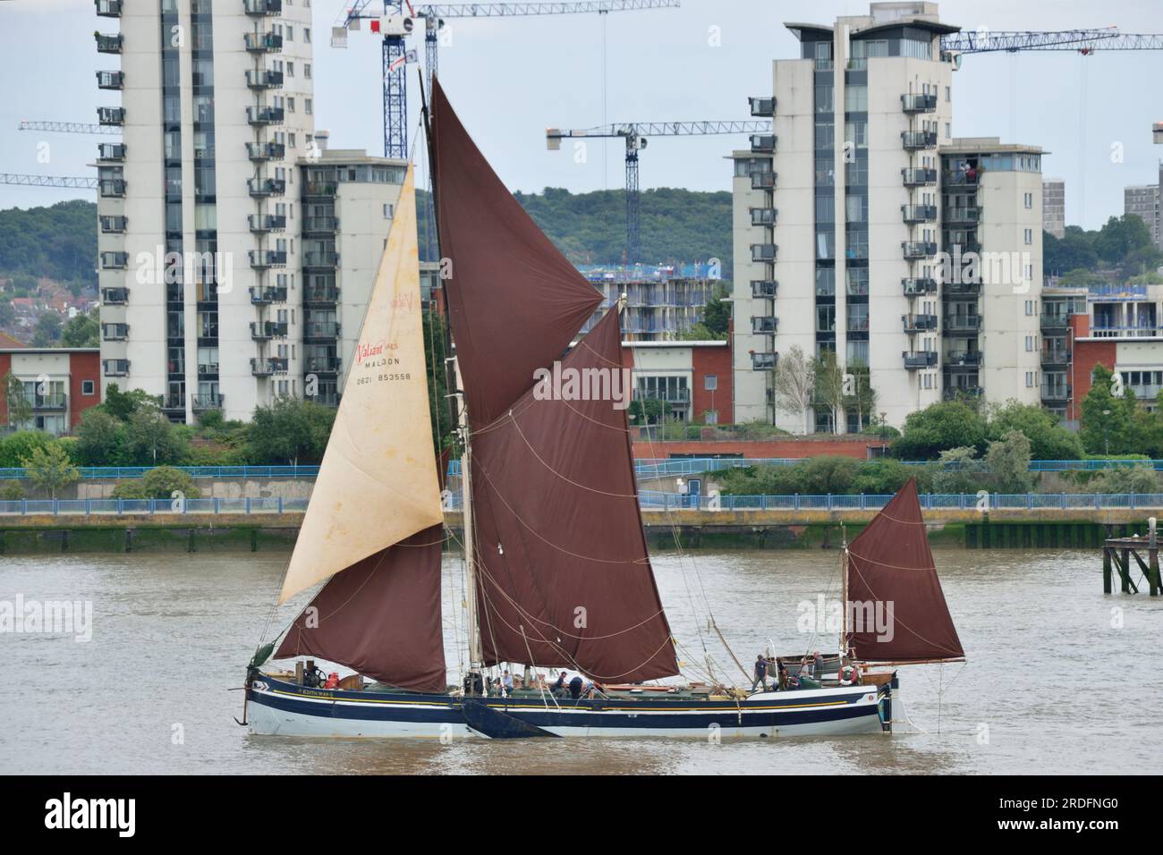 Traditional Thames Sailing Barge EDITH MAY seen operating on the River ...