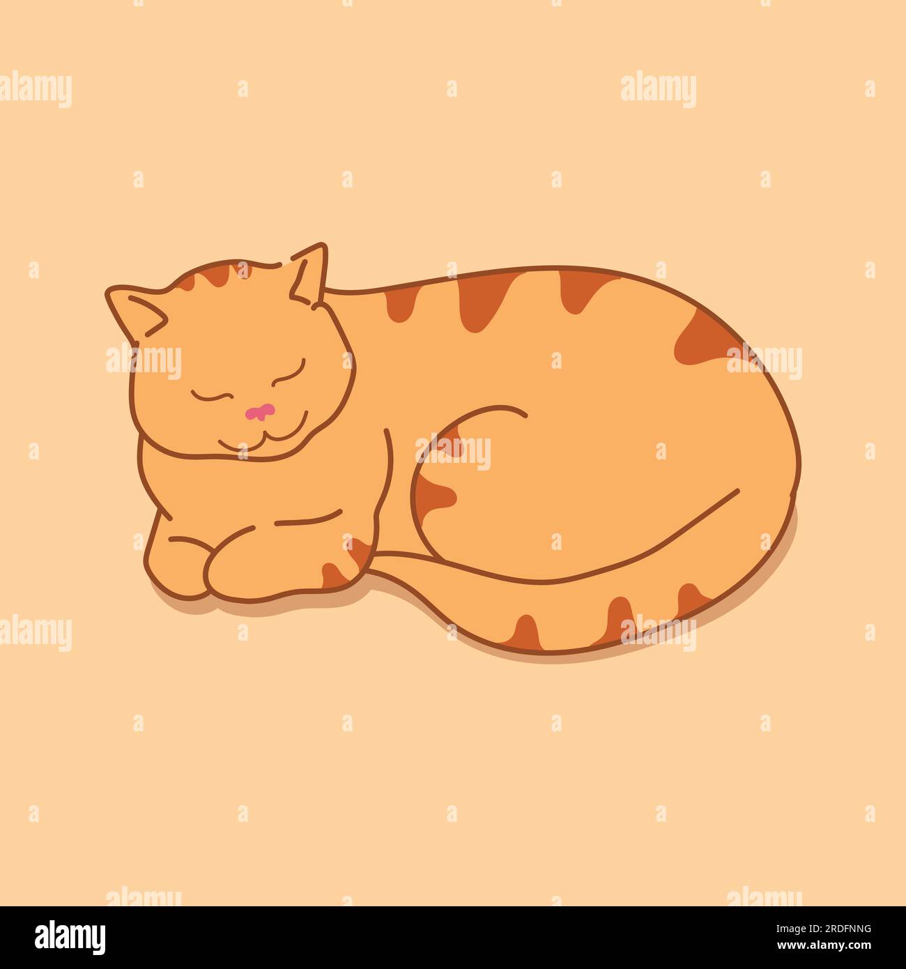 Sleeping ginger in a peaceful position. Cute red tabby cat sleeps ...