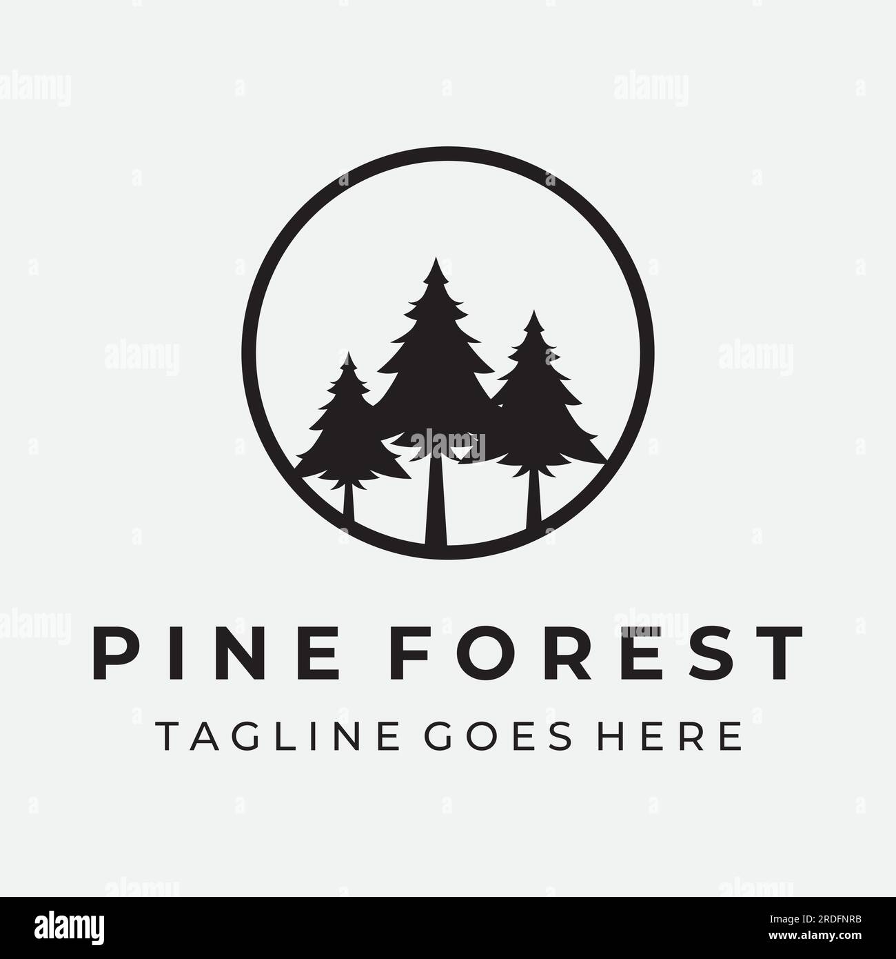Creative abstract logo of pine trees and pine forest isolated ...