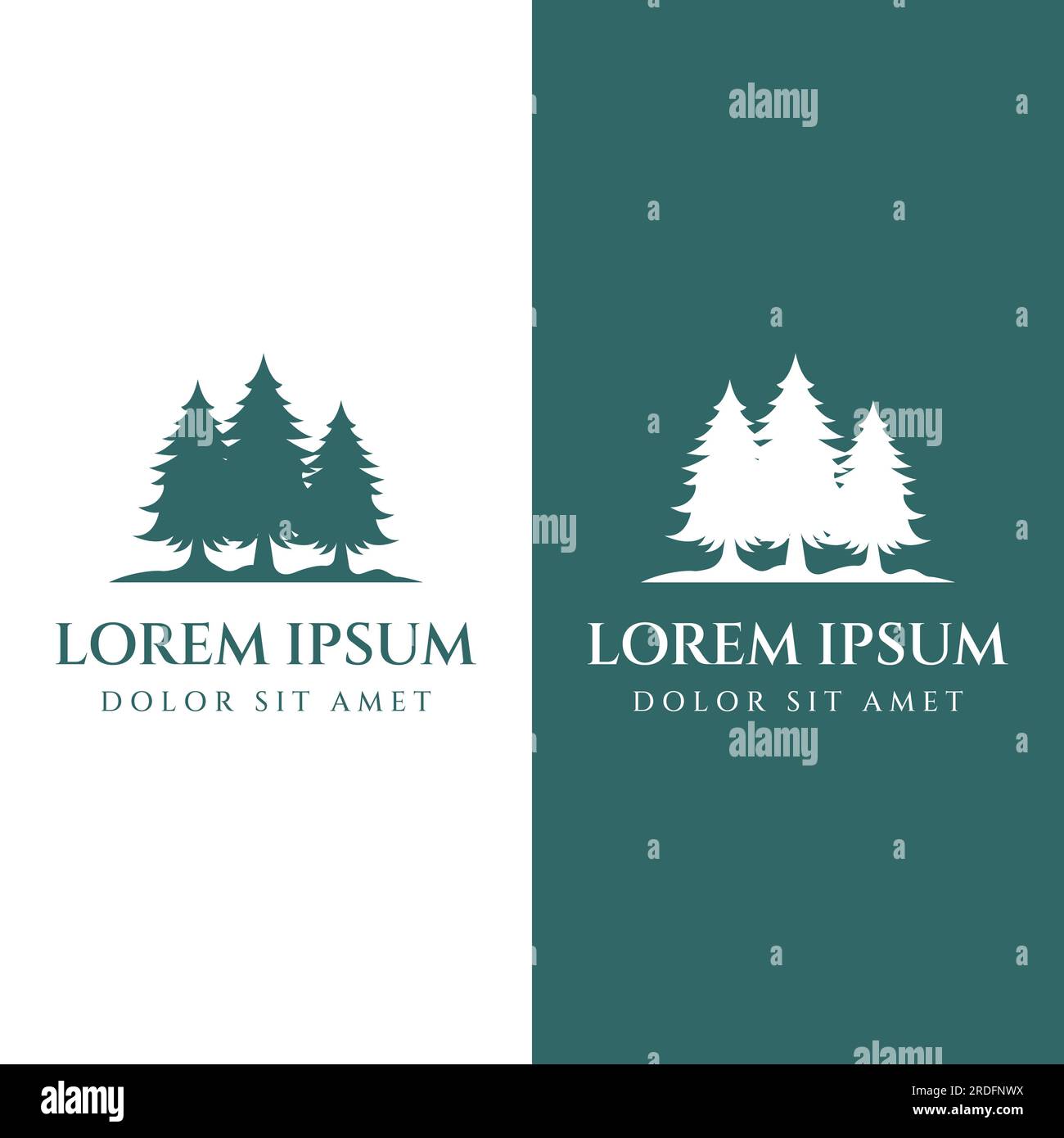 Creative abstract logo of pine trees and pine forest isolated ...
