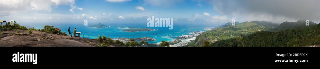 Large panoramic view over the copolia nature trail, turquoise water ...