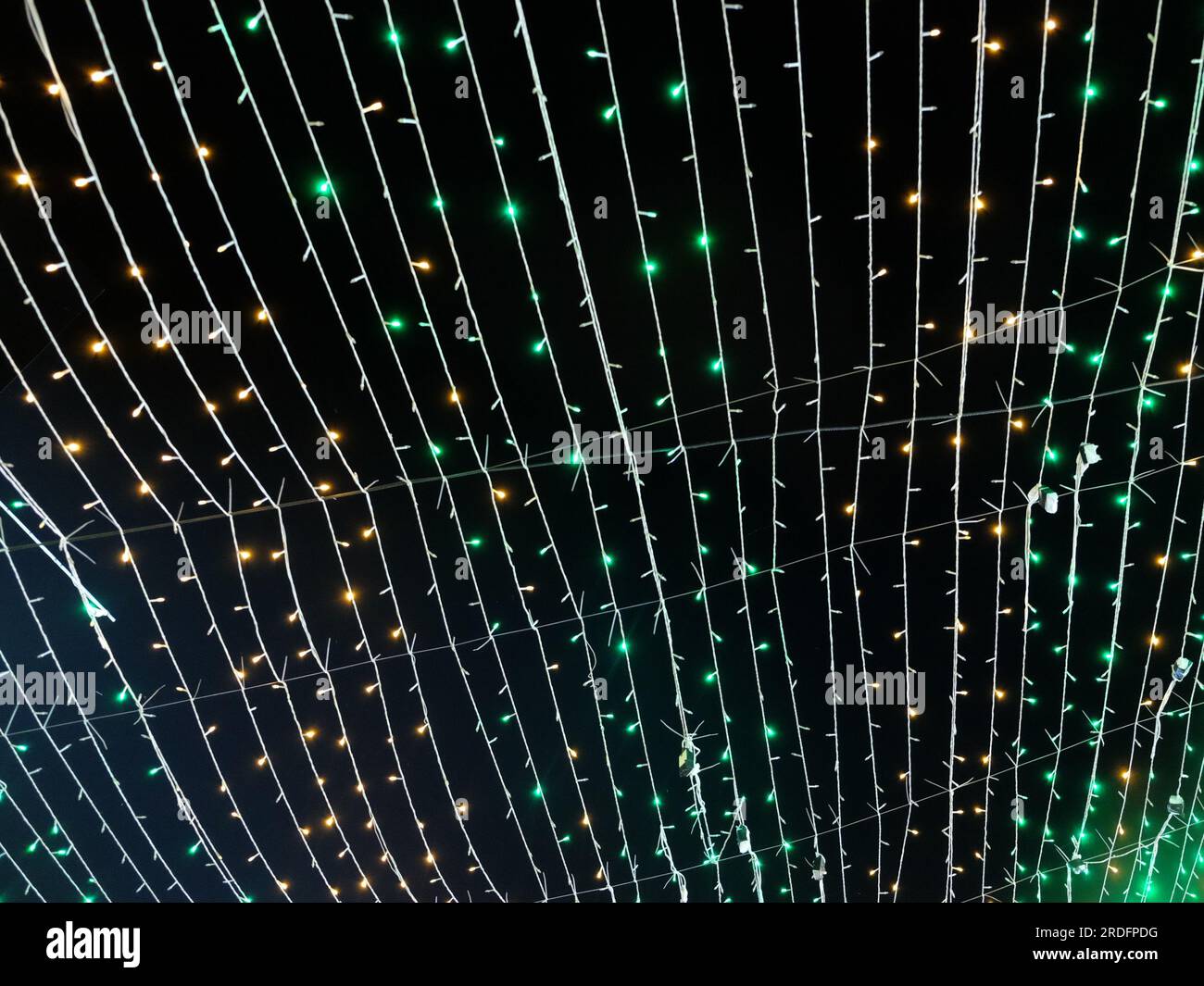 Colorful decorative lights at night, festive illumination, garlands ...