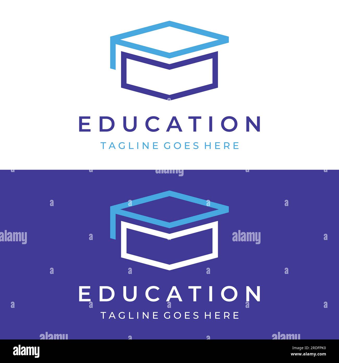 Creative design of student education logo with a sign of a hat, book ...