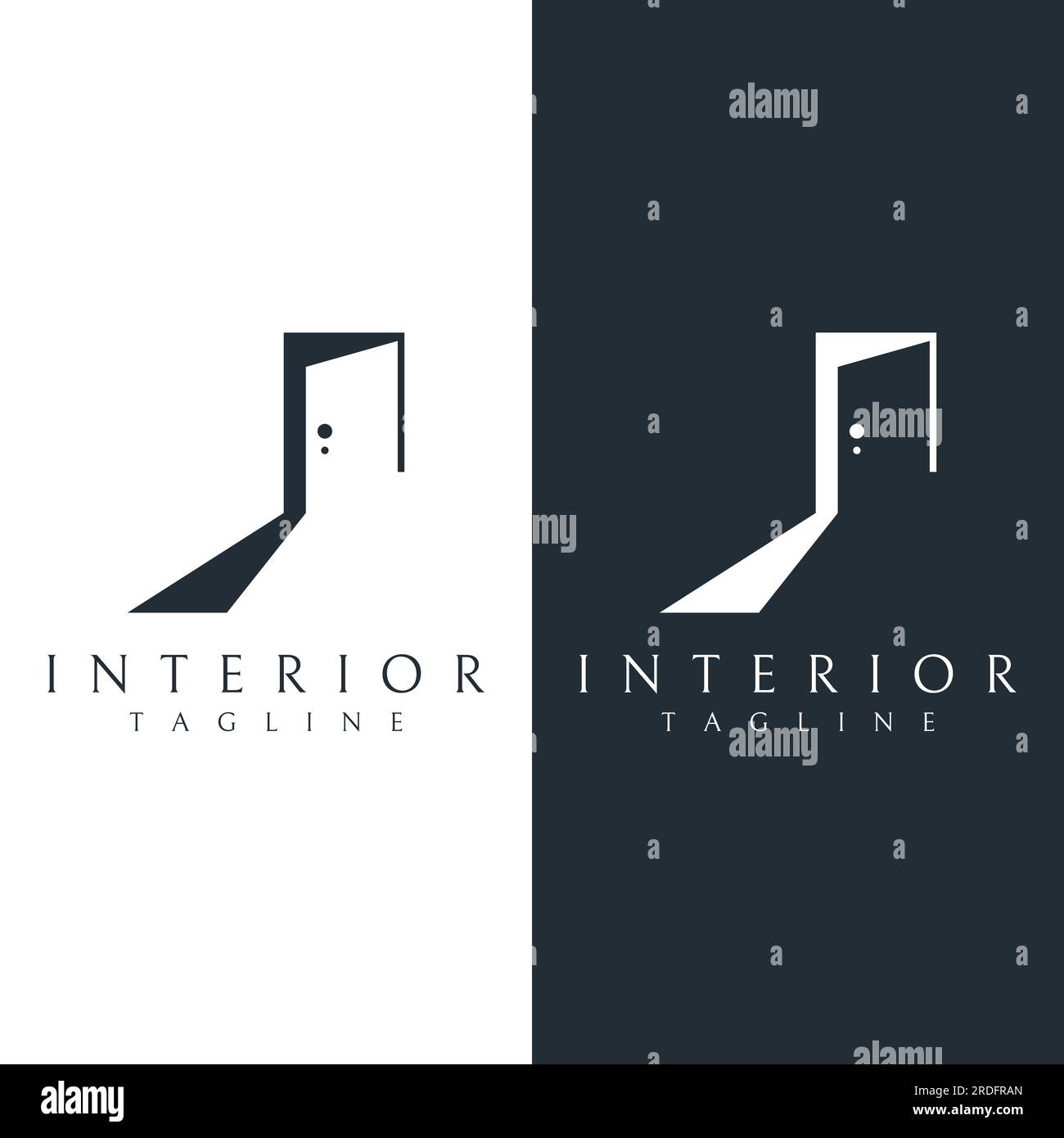 Simple open door abstract logo design, interior with geometric shapes ...