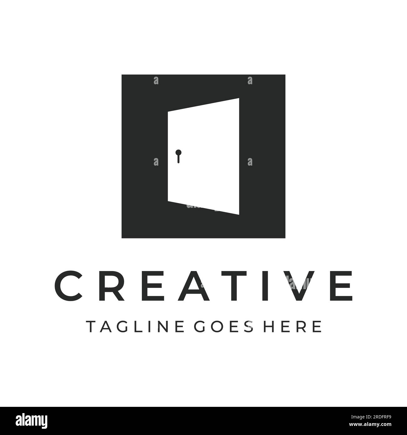 Simple open door abstract logo design, interior with geometric shapes ...