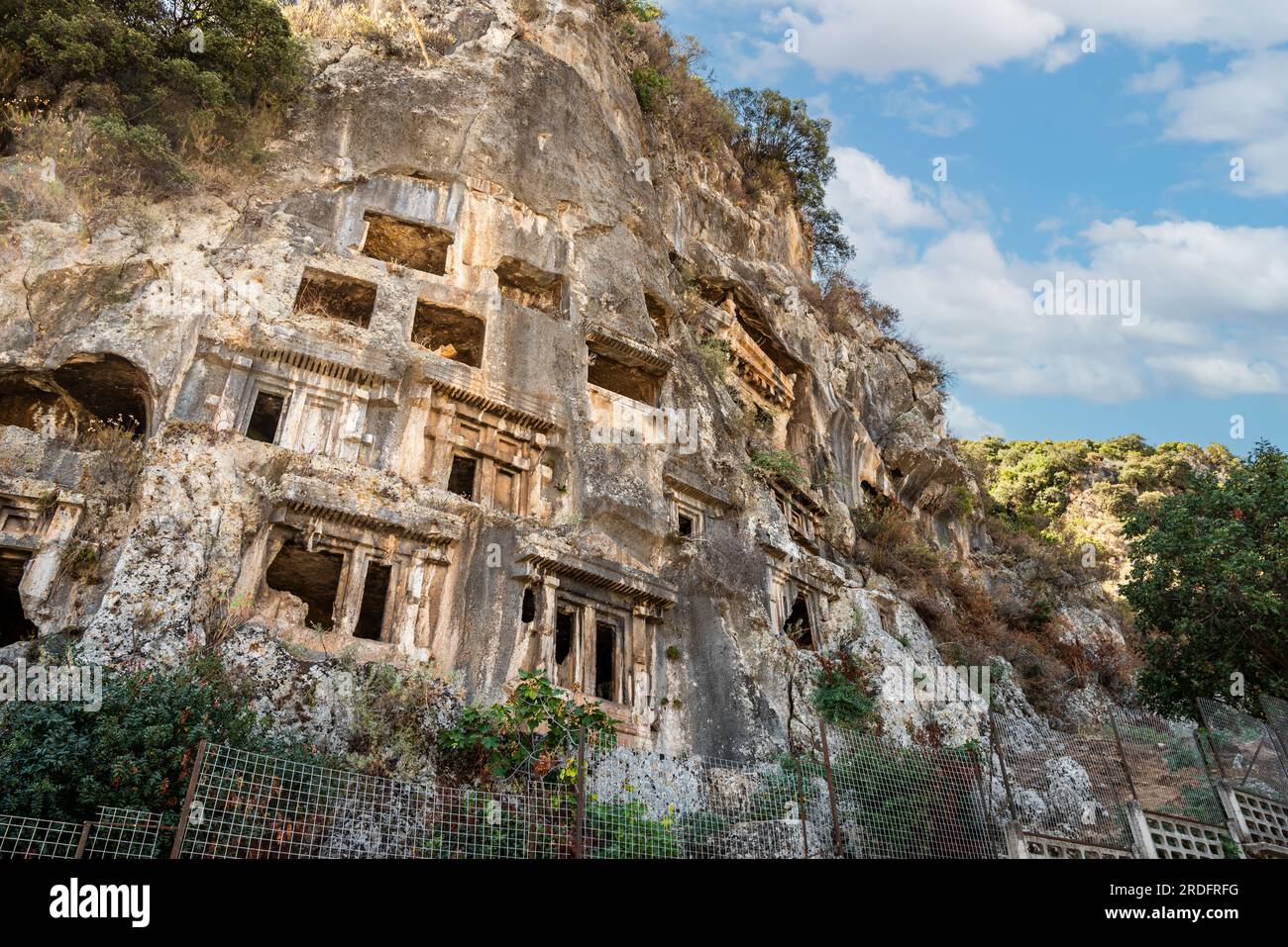 Amyntas Rock Tombs at ancient Telmessos, in Fethiye Turkey Stock Photo ...