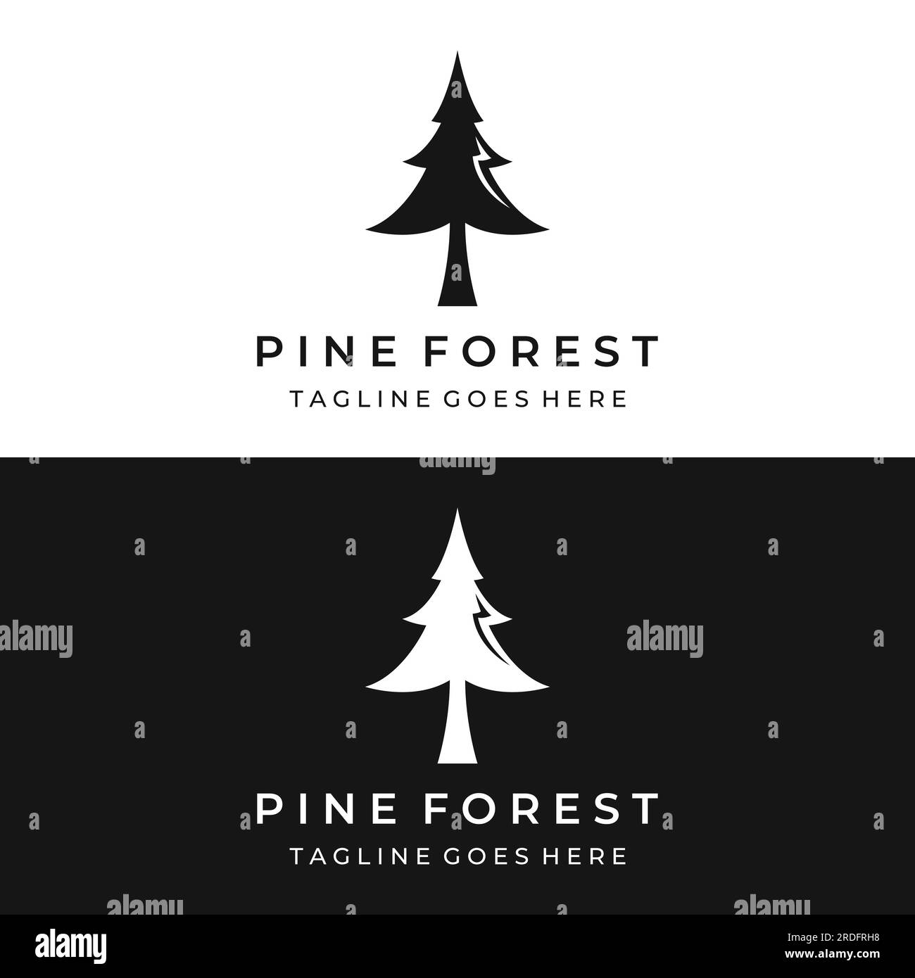 Creative abstract logo of pine trees and pine forest isolated ...