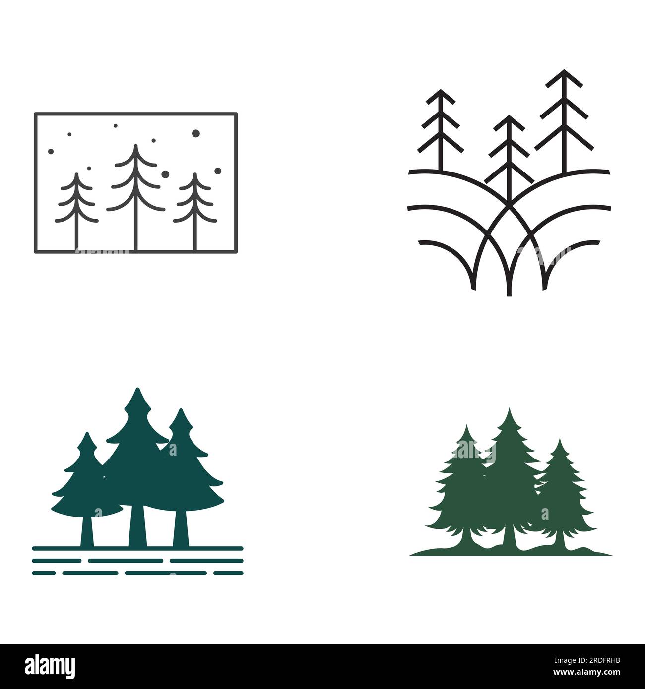Creative abstract logo of pine trees and pine forest isolated ...