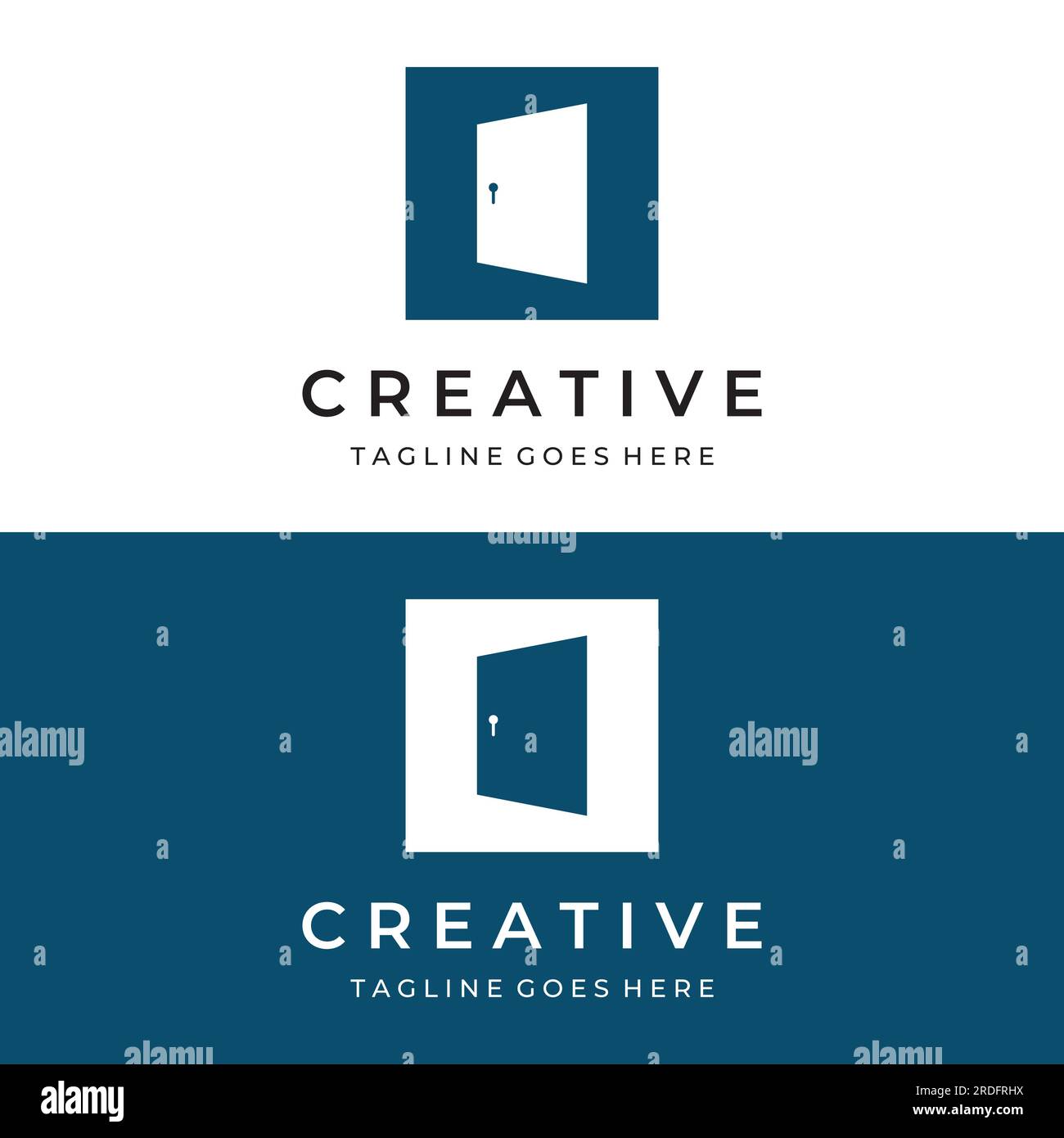 Simple open door abstract logo design, interior with geometric shapes ...